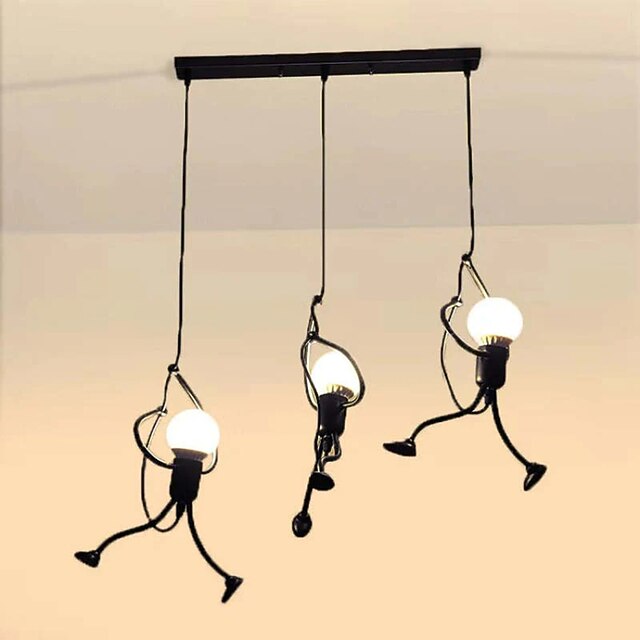Swinging Humanoid Light Fixture 1-3 Light Mount Modern Black Industrial ...