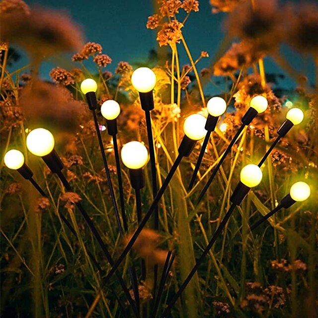 Solar Garden Light Waterproof Firefly Lights Outdoor Starburst Swaying Lights 2 Modes 6/8/10 ...