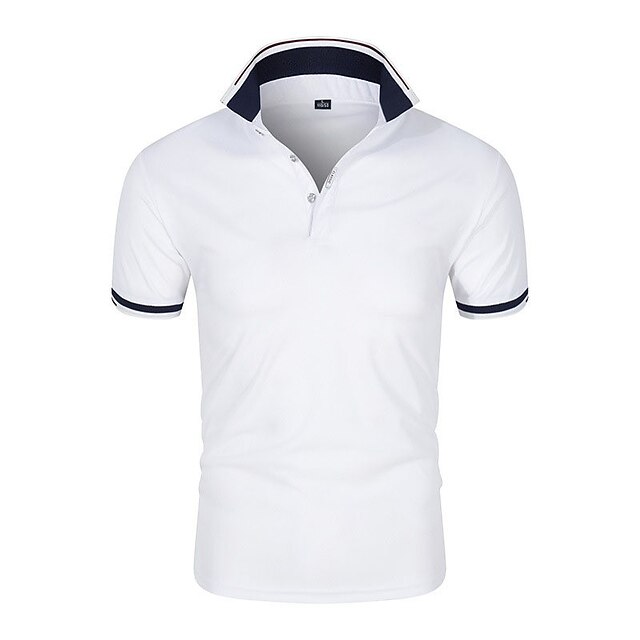 Men's Button Up Polos Business Polo Work Business Turndown Short Sleeve ...