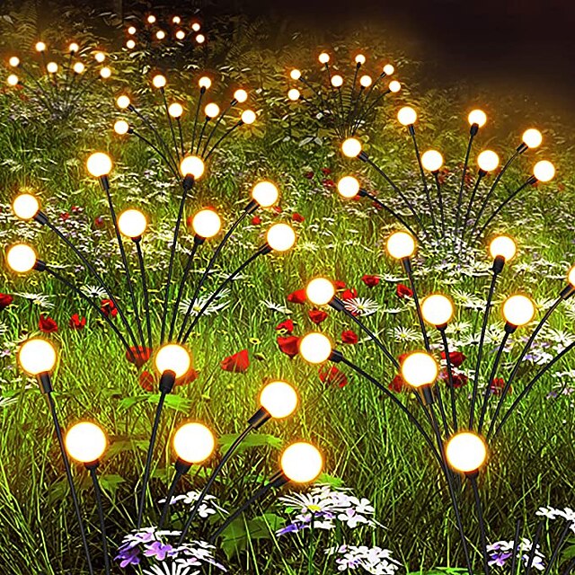 Solar Garden Light Waterproof Firefly Lights Outdoor Starburst Swaying Lights 2 Modes 6/8/10 ...