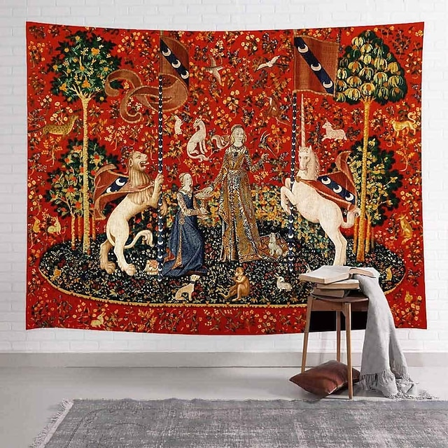 Medieval Lady Painting Tapestry Middle Age Tapestry Wall Art Large ...