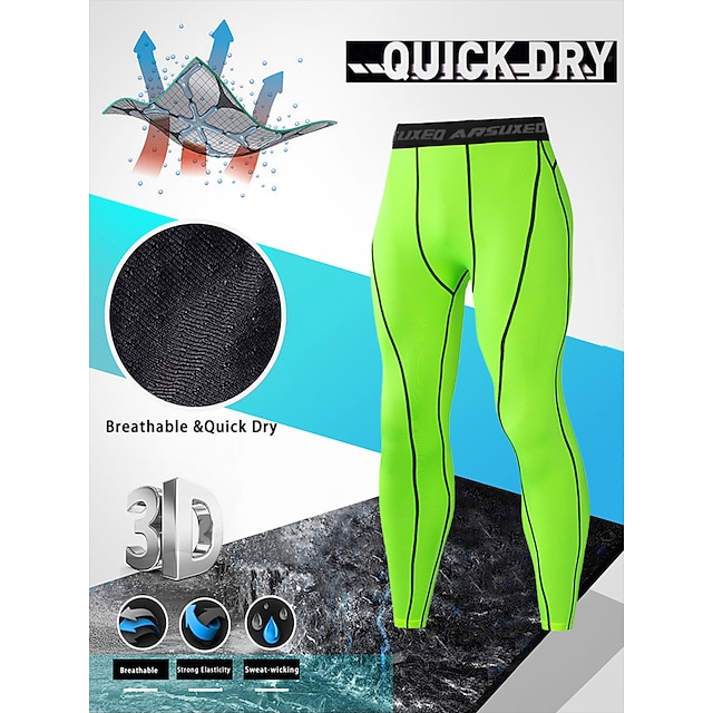 Arsuxeo Men's Compression Pants Running Tights Leggings Base Layer ...