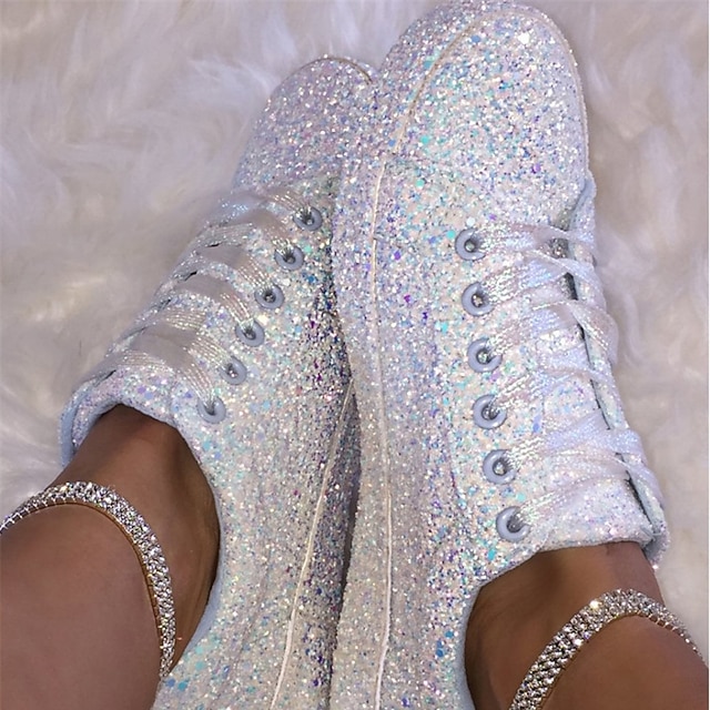 Women's Sparkly Glitter Sneakers – Comfortable Fashion Trainers for ...
