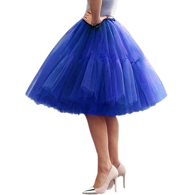 Lady's Princess Tutu Tulle Midi Knee Length Skirt Underskirt 1950s ...