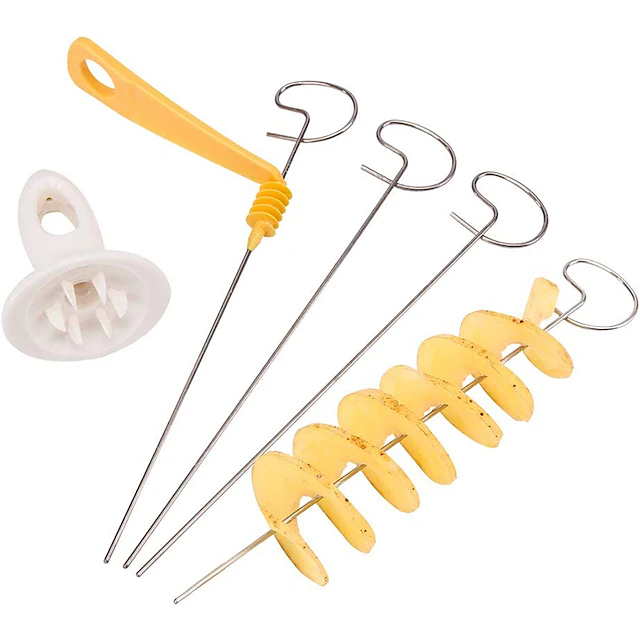 1set Stainless Steel Tornado Potato Spiral Slicer Manuel Cutter