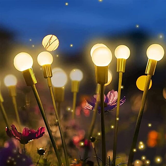 Solar Garden Light Waterproof Firefly Lights Outdoor Starburst Swaying Lights 2 Modes 6/8/10 ...