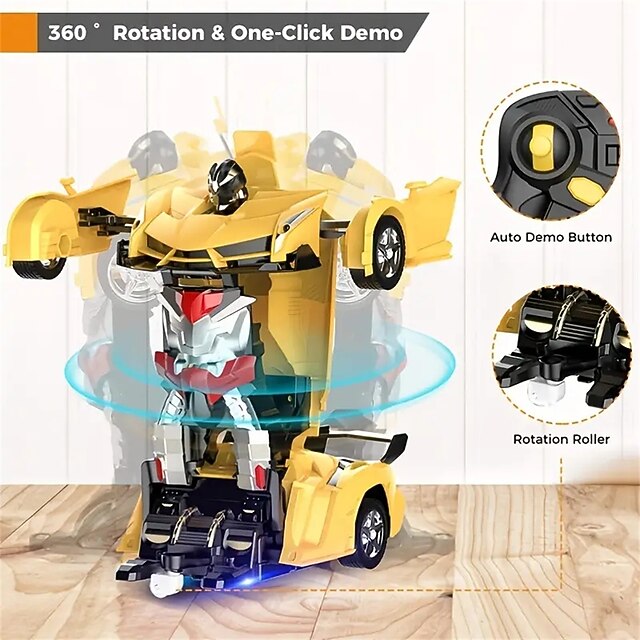 Remote Control Transform Car Robot Toy With Lights Deformation RC Car ...