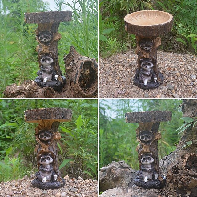 Bird Baths for Outdoors, Polyresin Animal Shape Bird Bath with Brown ...