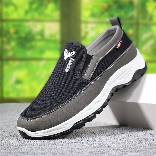 Men's Casual Black and White Breathable Mesh Slip-On Loafers for ...