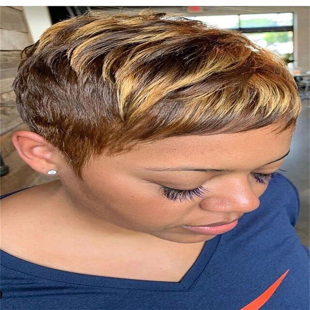 Hair Short Pixie Cut Hair Wig Synthetic Short Wigs for Black/White ...