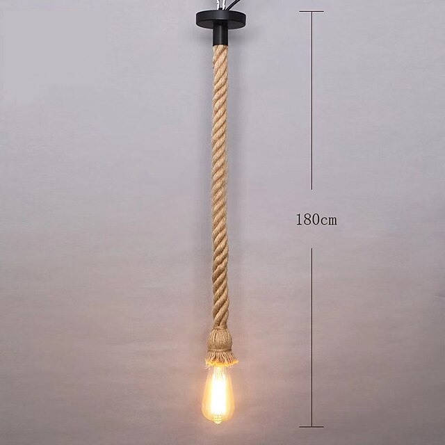 Vintage Hemp Rope Pendant Light Fixture 1 Head 1.5 Meter E26/E27 Base ...