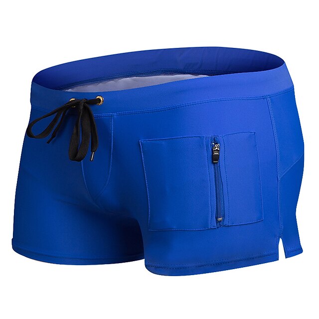 Men's Swimwear Swim Shorts Swim Trunks Drawstring Zipper Pocket Plain ...