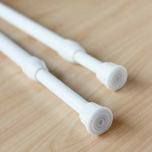 White Tension Curtain Rod Spring Rods Expandable Curtain Rod Adjustable ...