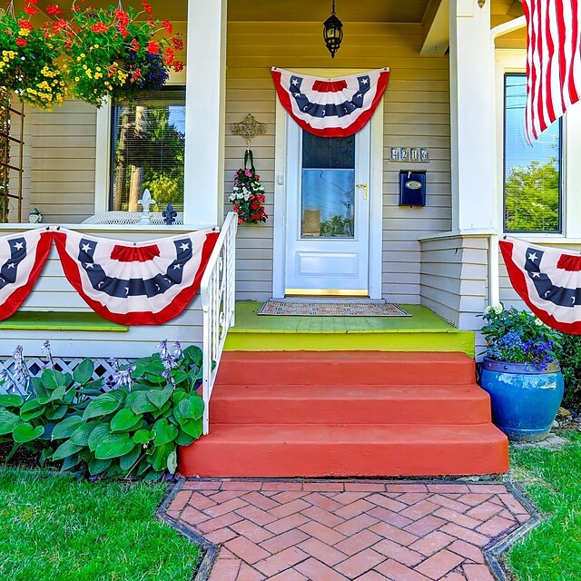 USA Patriotic Pleated Fan Flags,4th of July Decorations Outdoor,Bunting ...