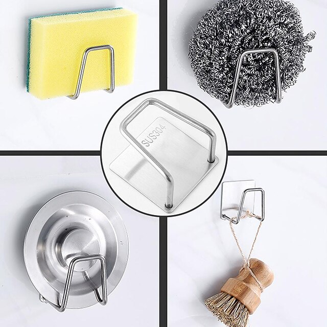 304 Sink Sponge Rack Drain Storage Shelf Stainless Steel Kitchen Wire ...