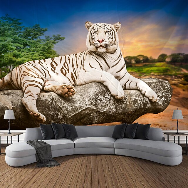 Forest Wildlife Tiger Hanging Tapestry Wall Art Large Tapestry Mural ...