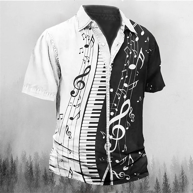 Men's Boardmasters Music Notes Shirt Button Up Shirt Short Sleeve ...