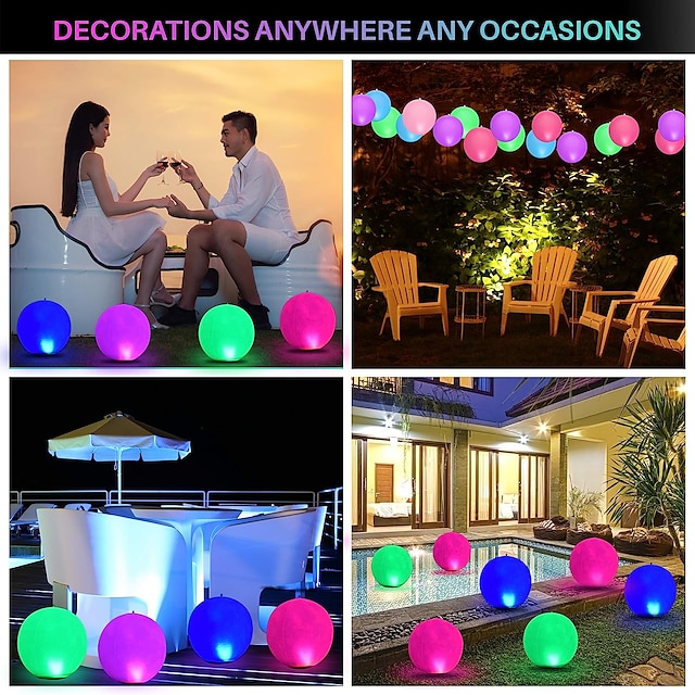 LED Floating Pool Lights 40cm Glowing Ball Inflatable Luminous Ball LED ...
