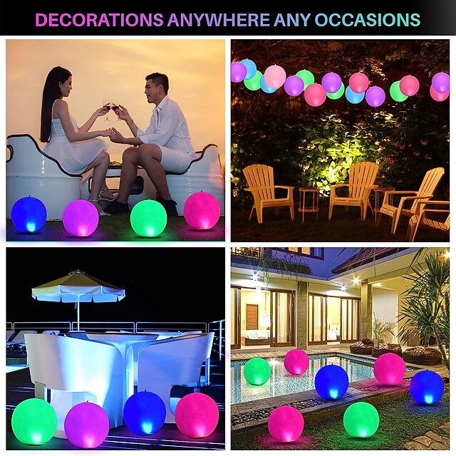 LED Floating Pool Lights 40cm Glowing Ball Inflatable Luminous Ball LED ...