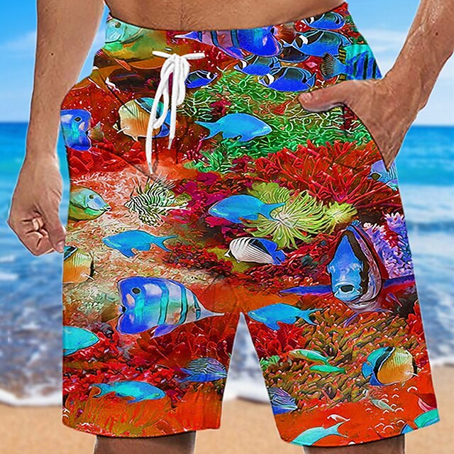 Men's Graphic Prints Fish Swim Trunks Swim Shorts Board Shorts Mid ...