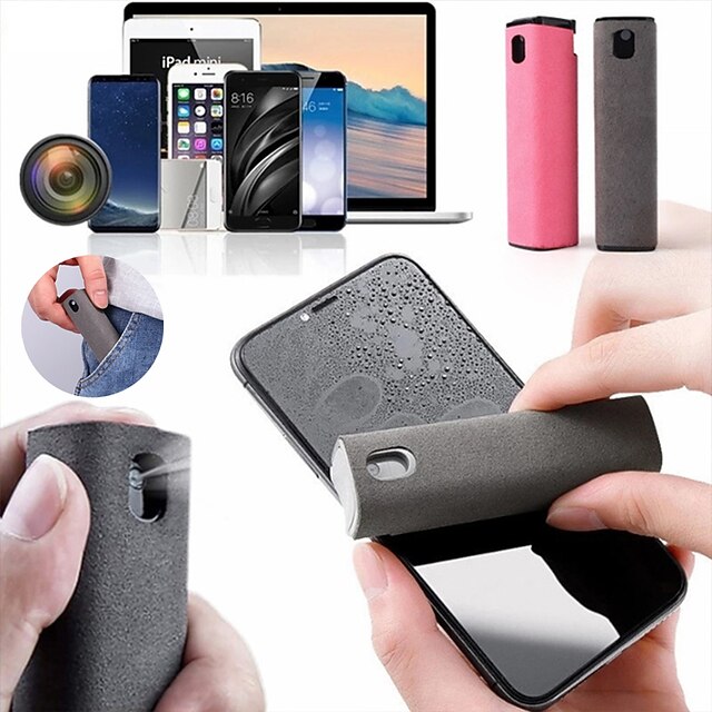 1pc 2in1 Microfiber Screen Cleaner Spray Bottle Set Mobile Phone Pad ...