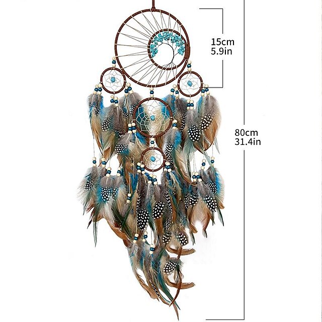 Colorful Tree of Life Dream Catcher Handmade Gift Feather Hook Flower ...