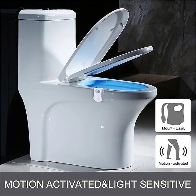 Toilet Night Light Bathroom LED Toilet Seat Bowl Motion Activated ...