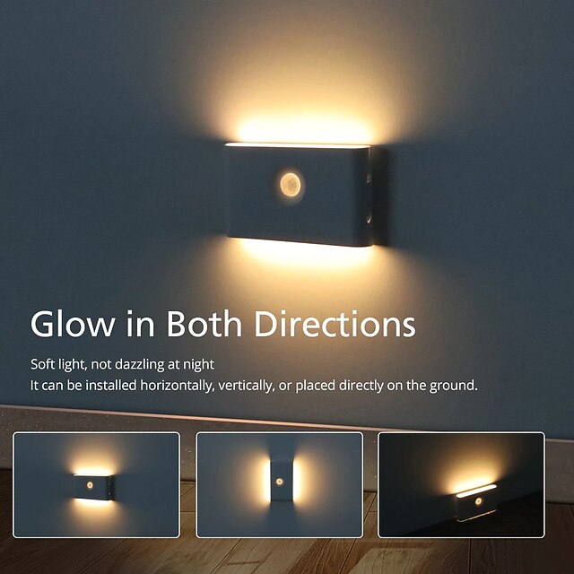 LED Night Lights Motion Sensor USB Rechargeable Linkage Induction ...