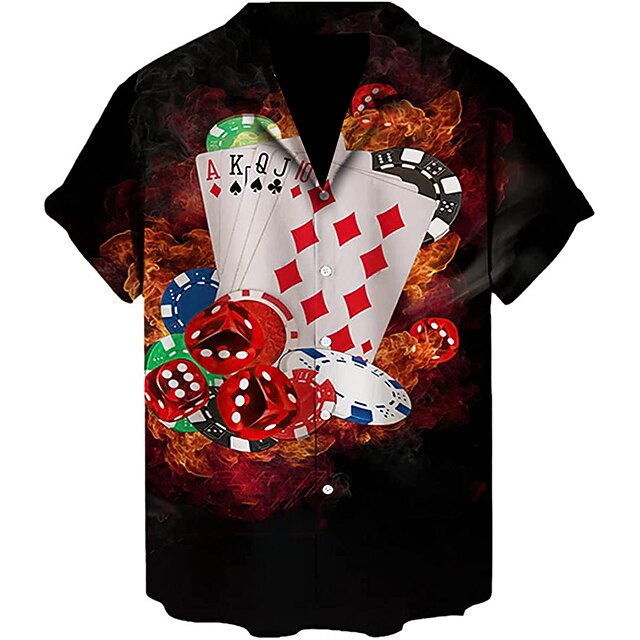 Men's Poker Shirt Button Up Shirt Short Sleeve Fashion Designer Casual ...