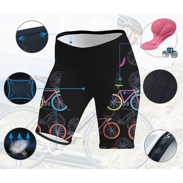 Women's Graphic Cycling Shorts Bike Padded Shorts / Chamois Bottoms ...