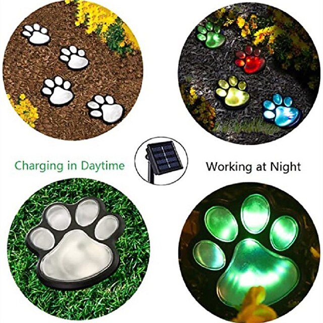 Paw Print Solar Outdoor Lights Solar Lights Outdoor Waterproof Dog Paw ...