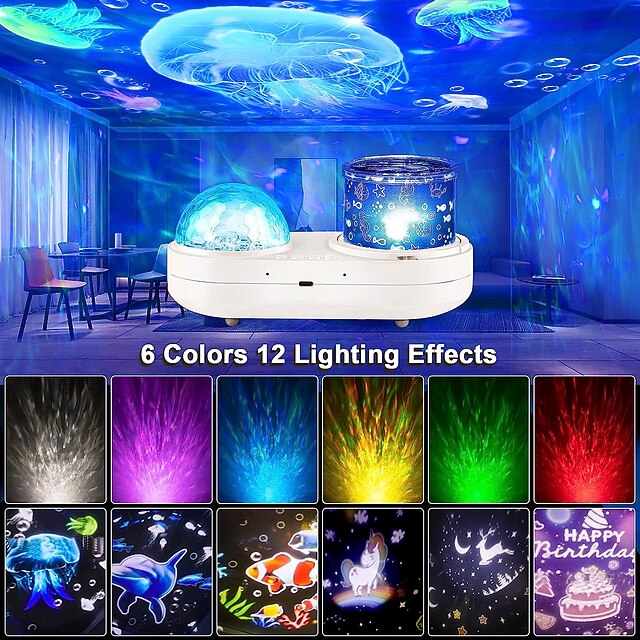 Ocean Light Projector Jellyfish Lamp 360 Degree Rotating Night Lights ...