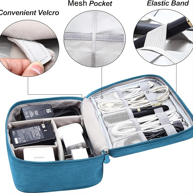 Electronics Organizer, Travel Universal Cable Organizer Bag, Waterproof ...
