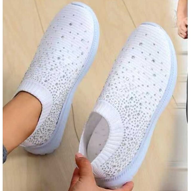 Women's Rainbow Slip-On Sneakers – Colorful Knit Athletic Shoes with ...