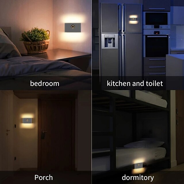 PIR Motion Sensing Night Light USB Rechargeable LED Human Body Sensing ...