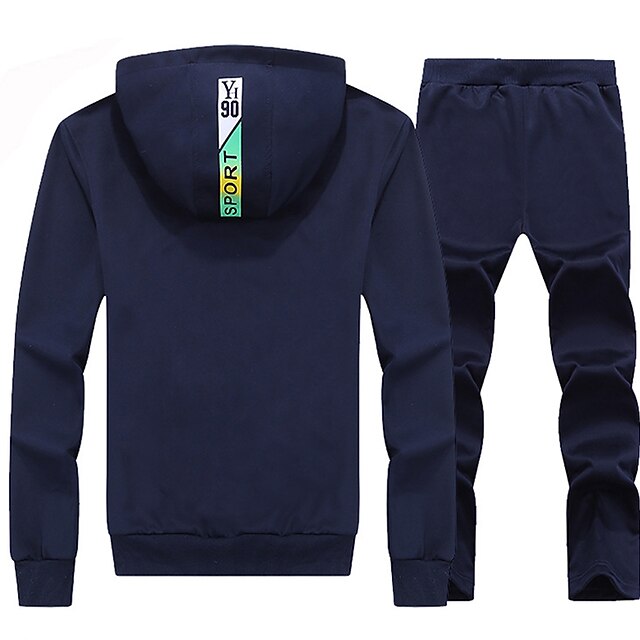 Men's Tracksuit Sweatsuit Jogging Suits Black Blue Light Grey Hooded ...