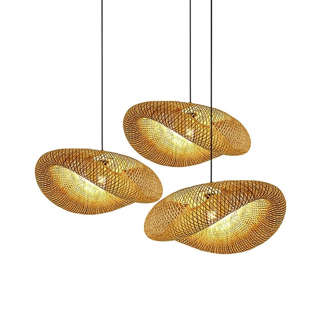 LED Pendnat Light Bamboo Lantern Design Chandelier Retro 40cm ...
