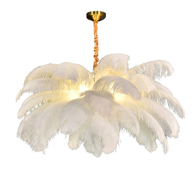LED Pendant Light Chandelier Gorgeous Extra Large White Ostrich Feather ...