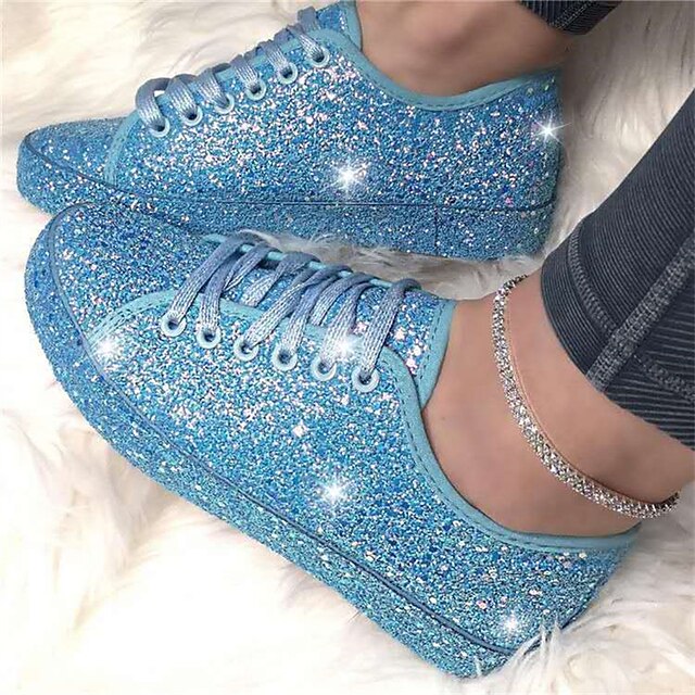 Women's Sparkly Glitter Sneakers – Comfortable Fashion Trainers for ...