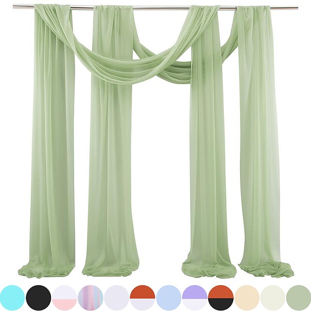 Sage Green Wedding Arch Drapes Chiffon Fabric Drapery Sheer Backdrop ...