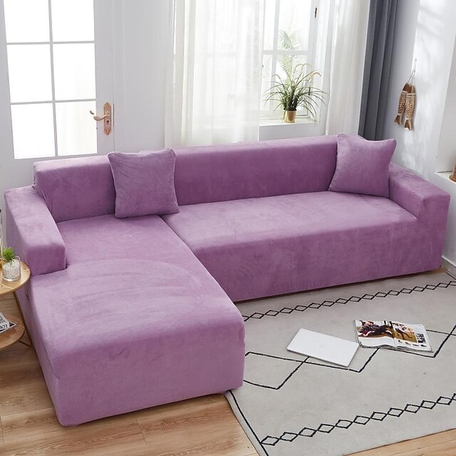 Stretch Sofa Cover Thick Velvet Sofa Covers Sectional Couch Cover L ...