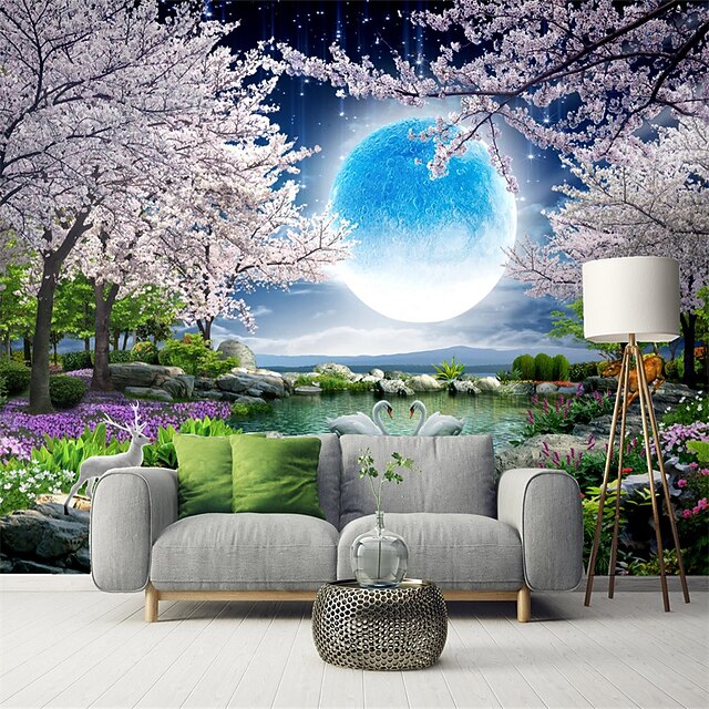 Cool Wallpapers Wall Mural Landscape 3D Mural Wallpaper Night View ...