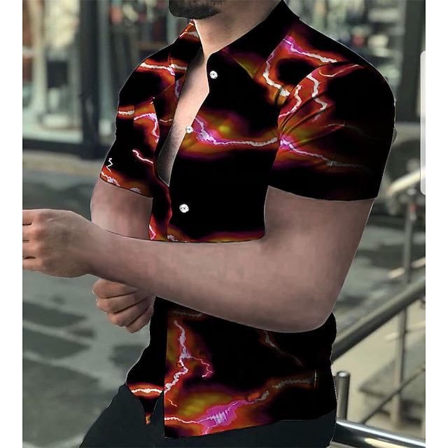 Men's Lightning Shirt Long Sleeve Fashion Designer Casual Outdoor ...