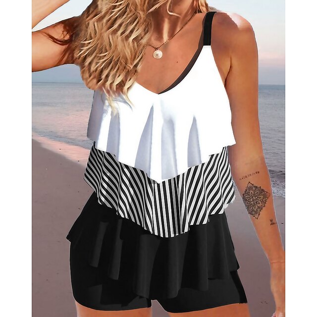 Women's Swimwear Tankini 2 Piece Normal Swimsuit 2 Piece Printing Color ...