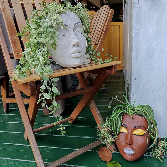 Women's Face Pot Wall Decoration Pot Resin Wall Hanging Flower Pots For ...