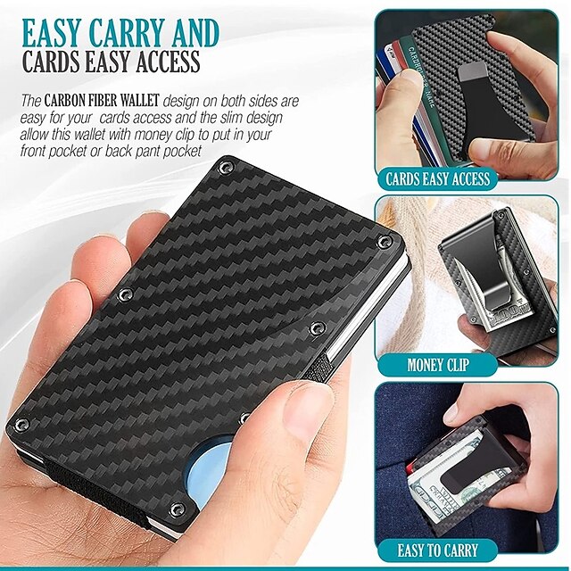 Carbon Fiber Aluminum RFID Money Clip Wallet, Slim Metal Cardholder ...