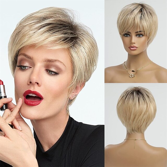 Easy Care Wigs Pixie Cut Wigs for Women Pretty Short Gray Wigs for ...