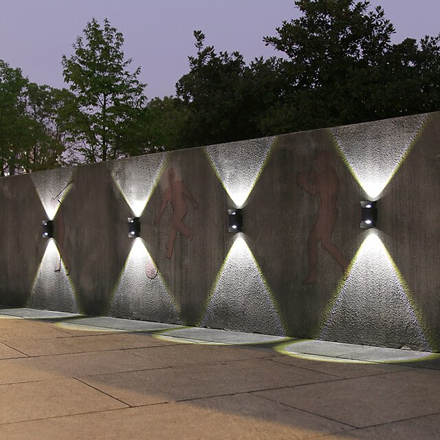 2pcs Solar Wall Lights 2 Modes Lighting Outdoor Waterproof Up and Down ...