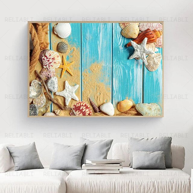 Beach Seascape Wall Art Canvas Painting Shell Sea Wall Art Starfish ...