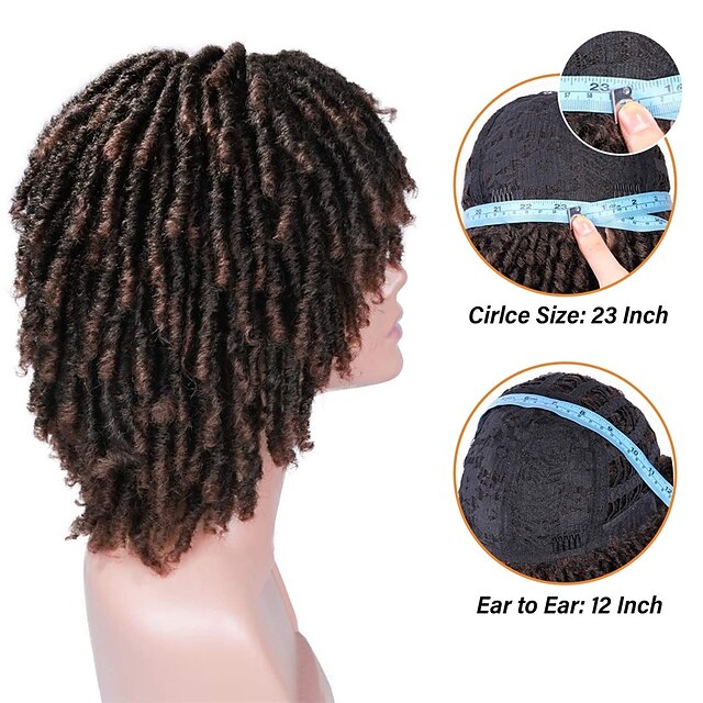 Dreadlock Wig Short Twist Wigs for Black Women and Men Afro Curly ...